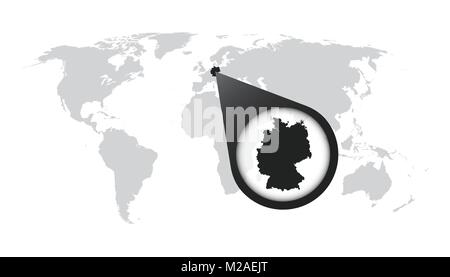 World map with zoom on Germany. Map in loupe. Vector illustration in ...