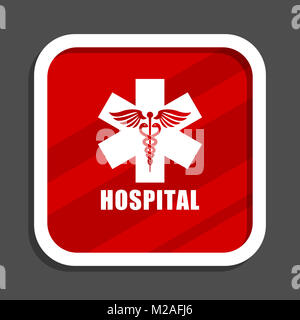 Hospital icon. Flat design square internet banner Stock Photo - Alamy