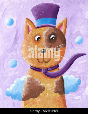 Illustration of a Cat Wearing a Party Hat Stock Photo - Alamy