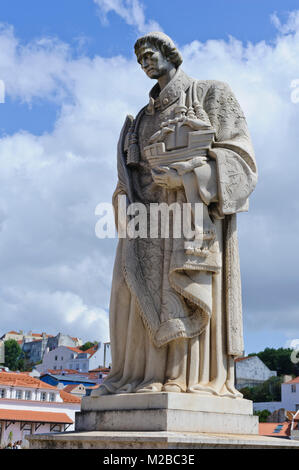 A marble statue of the martyr São Vicente, patron Saint of Lisbon. He ...
