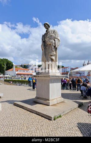 A marble statue of the martyr São Vicente, patron Saint of Lisbon. He ...