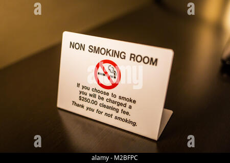 No smoking room sign warning with fee info Stock Photo - Alamy