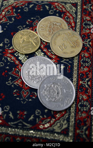 Coins of Morocco. Coat of arms of Morocco depicted in the Moroccan ...