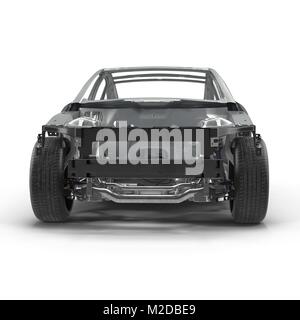Skeleton of a car on white. Front view. 3D illustration Stock Photo - Alamy
