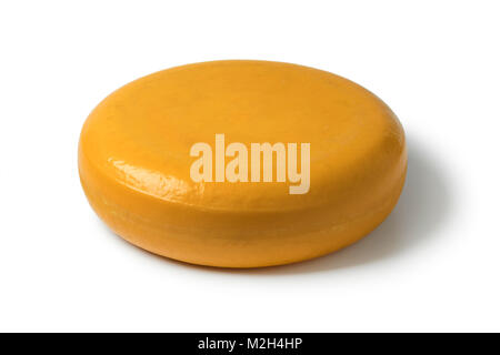 Whole yellow Dutch Gouda cheese on white background Stock Photo - Alamy