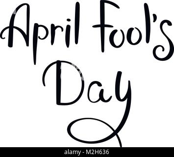 April Fools Day Hand Drawn Lettering with smile, jester hat and ...