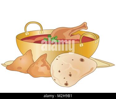 Illustration of an Indian family making and eating 'Roti' in the ...