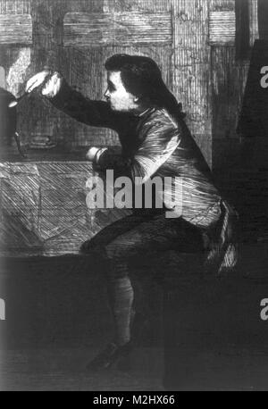 JAMES WATT Scottish engineer, as a boy, noting the power of steam in a ...