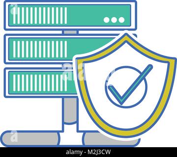 line wifi router technology with shield security Stock Vector Image ...