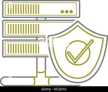 line wifi router technology with shield security Stock Vector Image ...