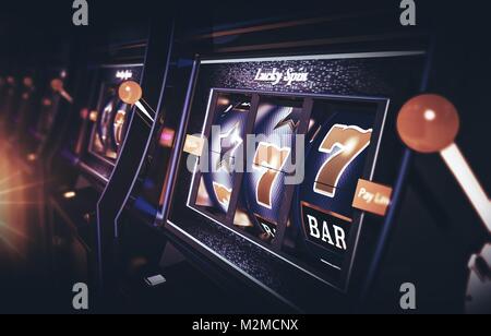 Casino Games One Handed Bandit Slot Machines 3D Rendered Illustration ...