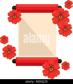 chinese papyrus with flowers Stock Vector Image & Art - Alamy