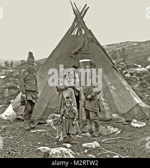 A Lapp family, Lappland, Norway - early 1900s Stock Photo - Alamy