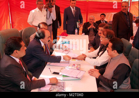 Karachi, Pakistan. 7th February, 2018. Senate elections candidates of ...