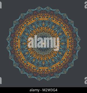 Abstract stylized mandala pattern. Round decorative ornament design ...