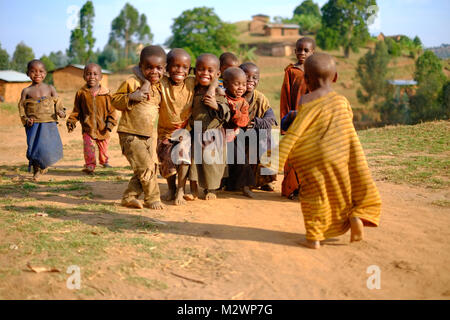 Kibuye/Rwanda - 08/25/2016: Group of african pygmy tribe children ...