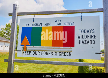 Warning sign of current wildfire threat level, Nova Scotia, Canada ...