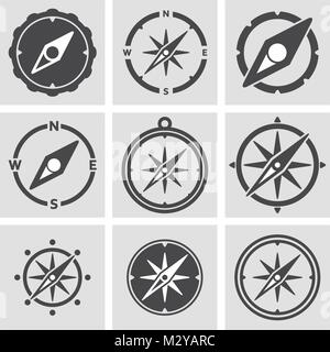 Set of compass symbols. Map icons. Vector illustration Stock Vector ...