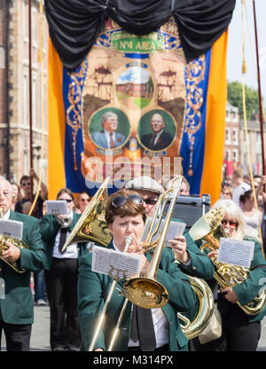 Durham Miners Gala A colliery band march through the city with Harold ...