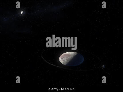 This image is a concept of the Haumea ellipsoidal dwarf planet with ...