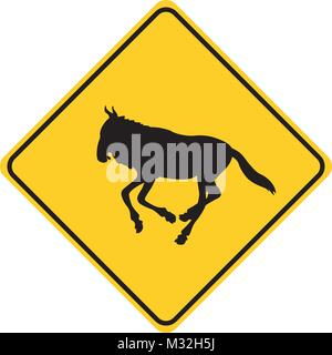 antelope silhouette animal traffic sign yellow vector illustration ...