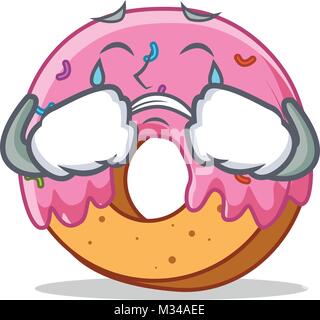 sad face mascot style of chocolate bar with pink cream raised up a ...