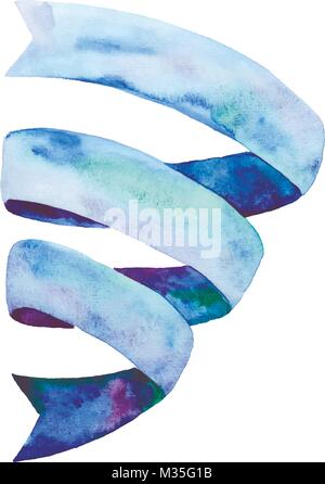 Watercolor blue ribbon vector clip art hand painted aquarell aqua color ...