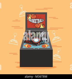 Classic 2 player arcade machine, black and white cartoon drawing ...