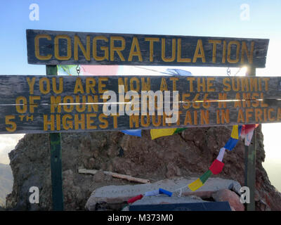 sign on summit of Mount Kilimanjaro, UHURU PEAK,Tanzania, Africa ...