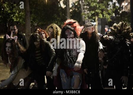 Athens, Greece. 10th Feb, 2018. A man seen dressed and used make-up to ...
