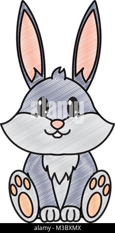 grated happy rabbit wild animal in the landscape Stock Vector Image ...