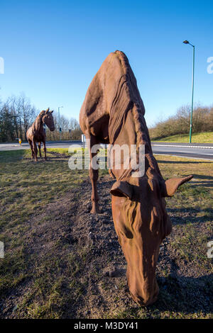 Horse Sculptures on Racecourse Roundabout on Daleside Road in Colwick ...