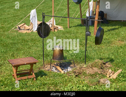 American Civil War Military bivouac and camp life re-enactment Stock ...