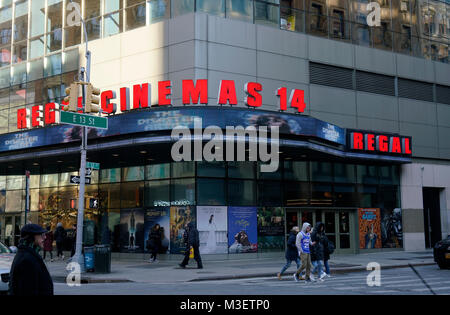 A view of Regal Cinema Union Square marquee as the operating company ...