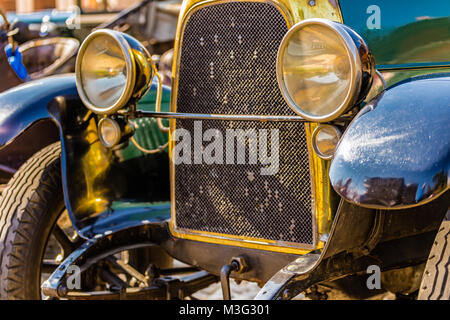 LUGO (RA), ITALY - AUGUST 28,2016: old cars and tourists arrive in Lugo ...