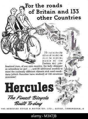 Vintage magazine advert for Hercules Bicycles from dated April 1947 ...