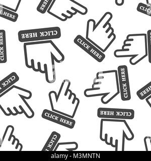 Click here hand icon sign. Seamless abstract background with geometric ...