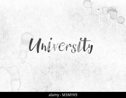 The word University concept and theme painted in colorful watercolors ...