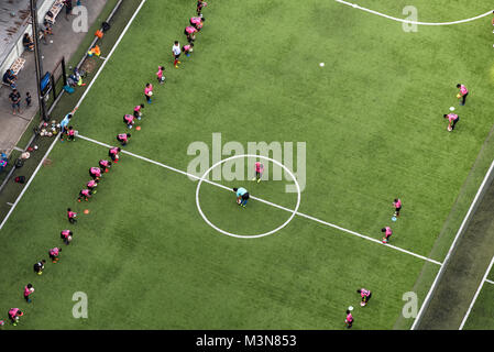 football pitch with players, view from above Stock Photo - Alamy