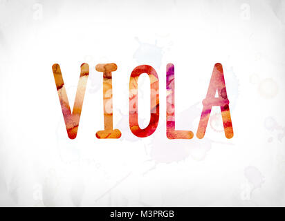 The word Violin concept and theme painted in colorful watercolors on a ...