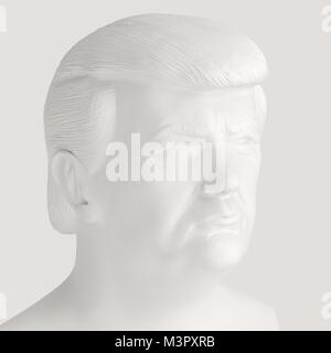 3D Render Sculpture head of the US President Donald Trump on white ...