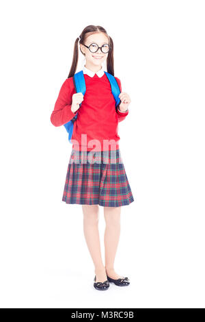 nerd. happy childhood. cheerful kid going to do homework with books ...