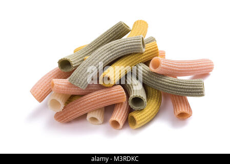 maccheroni rigati mix multicolored group isolated on white background ...