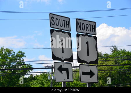 American highway south and north signs signage at a road junction in ...