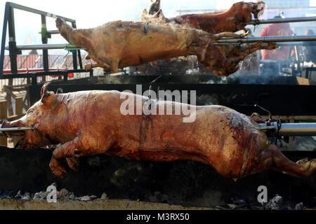 Traditional Bulgarian roasting lamb and pork barbecue Stock Photo - Alamy