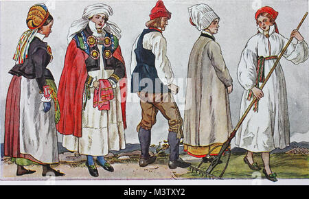 Fashion, clothes, costumes in Sweden around the 19th century, from the ...