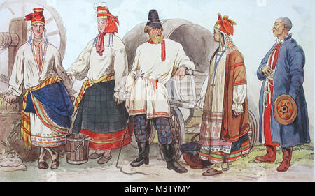 RUSSIA. Peasant costume, Russia; 1900 old antique vintage print picture ...