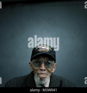 Joe Spooner, a Tuskegee Airman from the 99th Fighter Squadron, attends ...