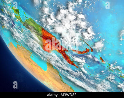 Papua New Guinea. Highly detailed 3D rendering of shaded relief map ...