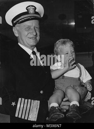 Chester Nimitz, grandson James Lay, Jr. and his daughter Catherine, San ...